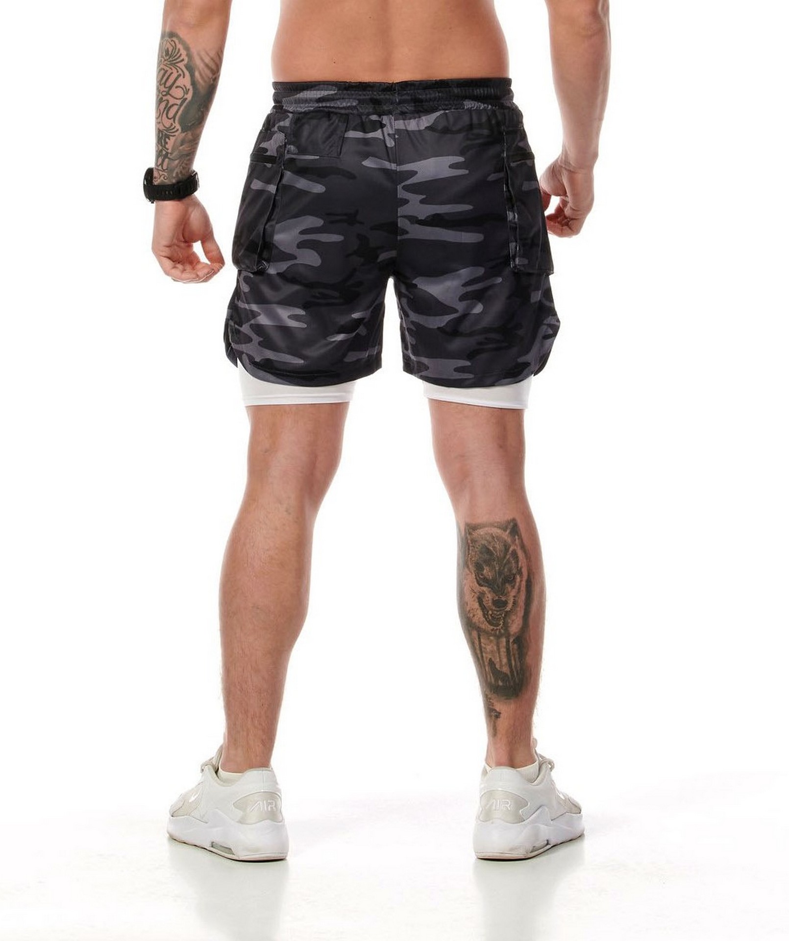 Performance 2-in-1 shorts Dark Grey Camouflage – Kasipro Official